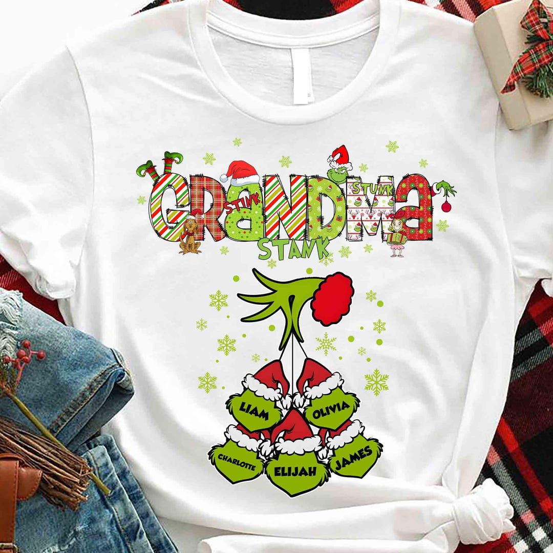 Custom Grinch Shirt, Grandma Christmas Grinch Stunk Stink Stank Xmas ...
