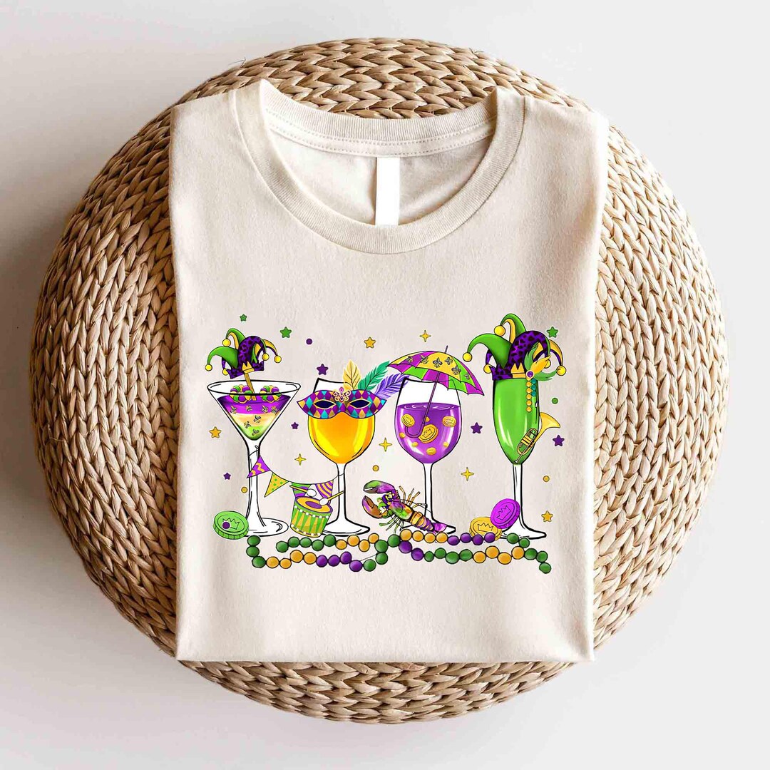 Mardi Gras Wine Glass Masquerade Drinking Team Shirt, Mardi Gras ...