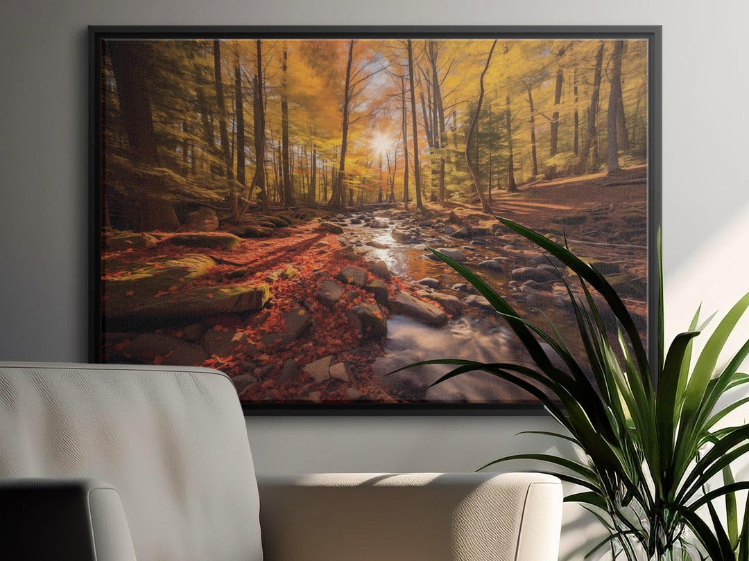 Autumn Forest Stream Wall Art, Nature Landscape Print, Fall Foliage ...