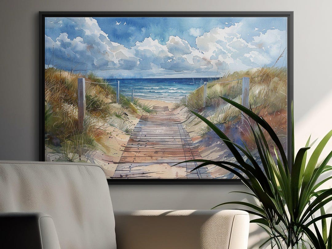 Beach Path Wall Art, Coastal Landscape Print, Ocean View Poster ...
