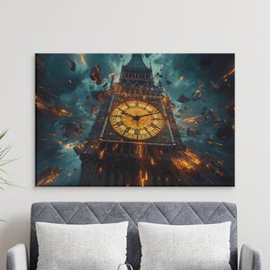 Big Ben Wall Art, Exploding Clock Tower Print, London Landmark Poster ...