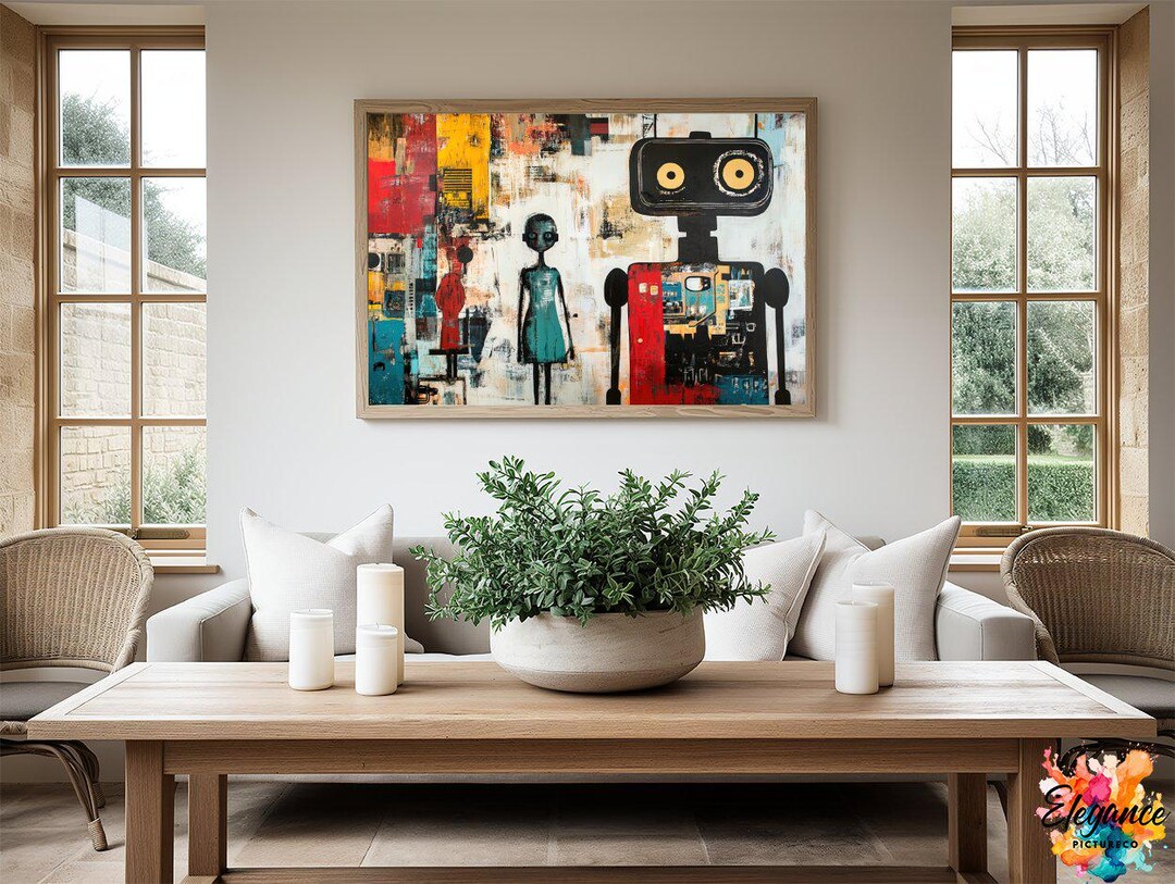 Abstract Robot Art, Modern Wall Art, Contemporary Art Print, Colorful ...