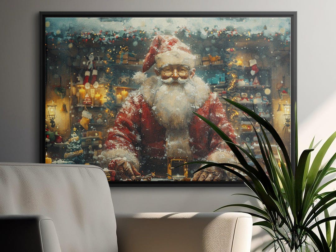 Santa Claus Christmas Wall Art, Festive Holiday Decor, Vintage Style ...