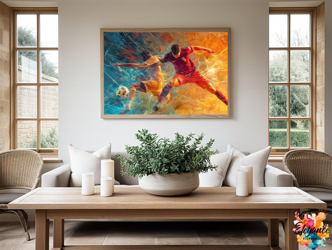 Dynamic Soccer Players Wall Art Print, Vibrant Sports Decor, Football ...