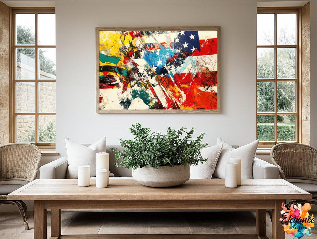 Abstract USA Flag Wall Art, Modern American Flag Art, Patriotic ...