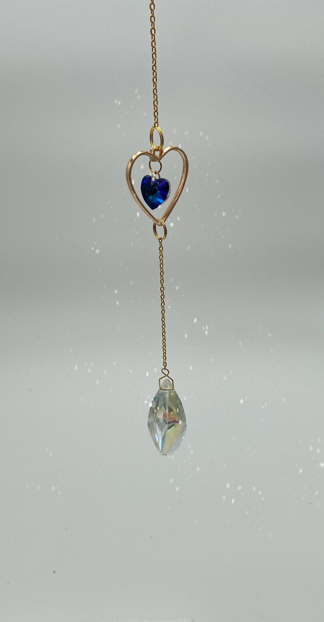 Blue Heart Crystal Suncatcher: Gold Heart Prism - Etsy