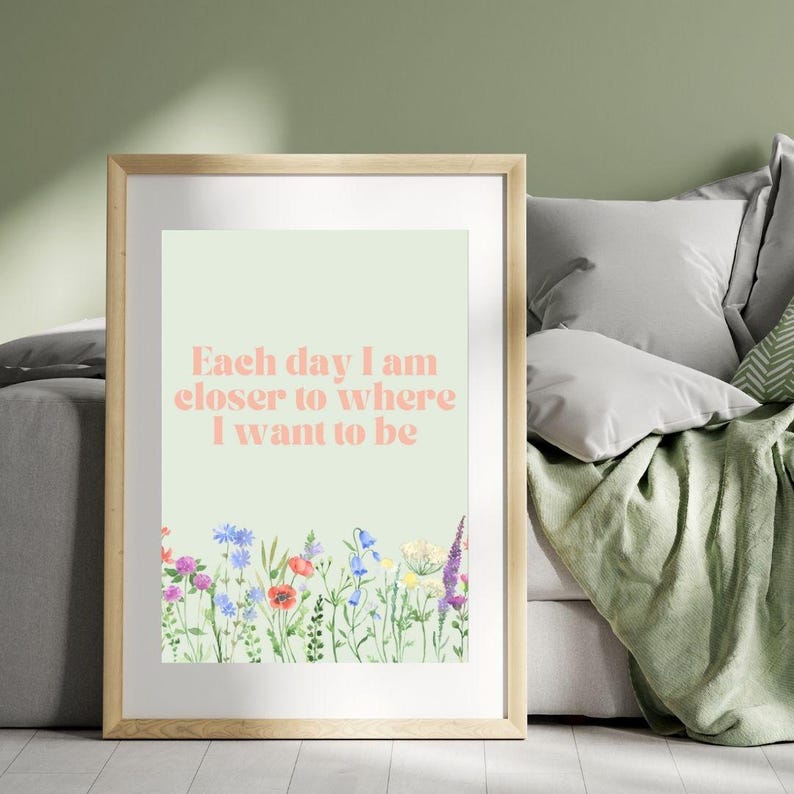 Floral Inspirational Quote Wall Art for Manifestation & Self Love - Etsy