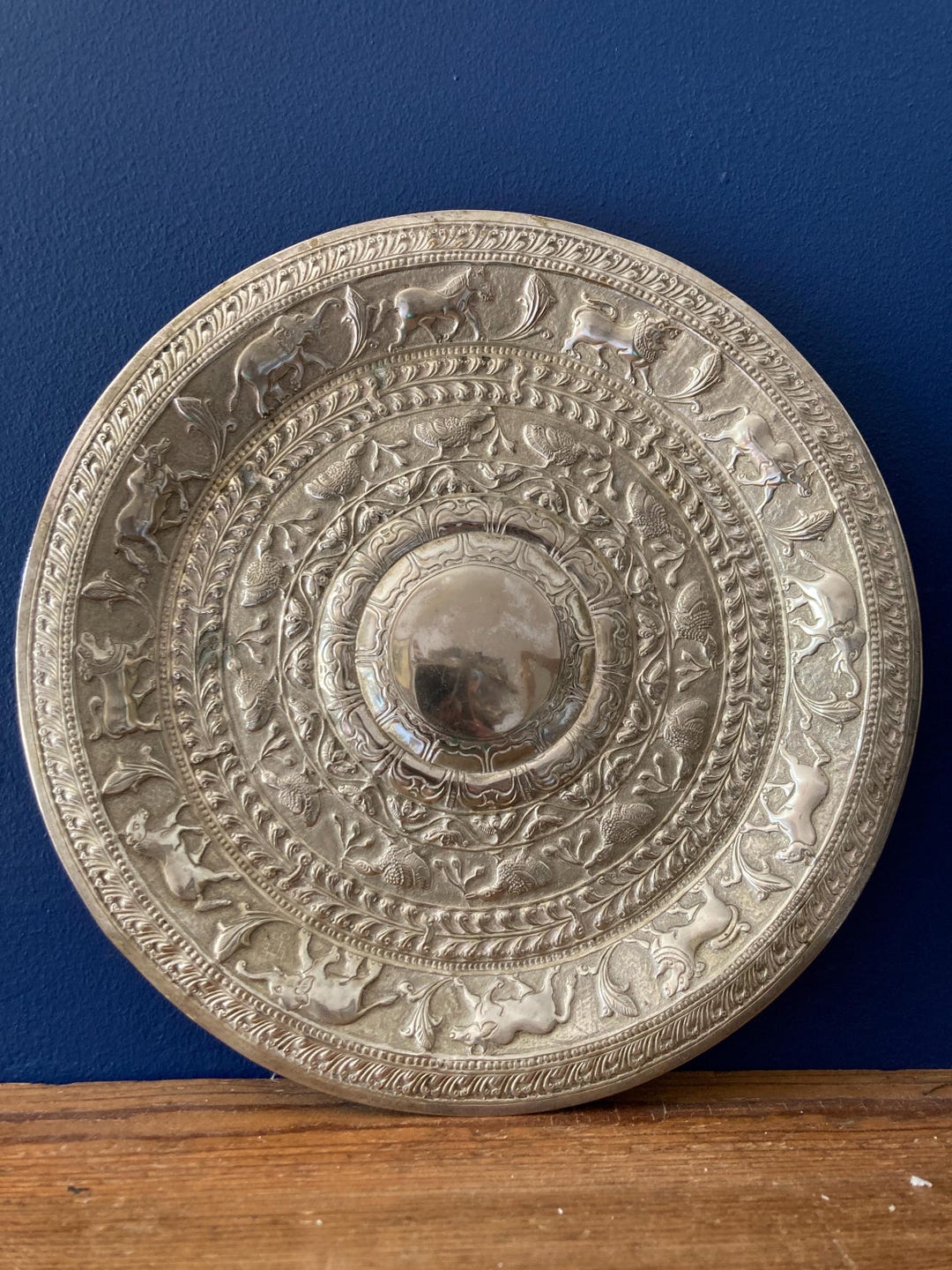 Indian Silver Plate From Sri Lanka or Ceylon Based on Moonstone Plate ...
