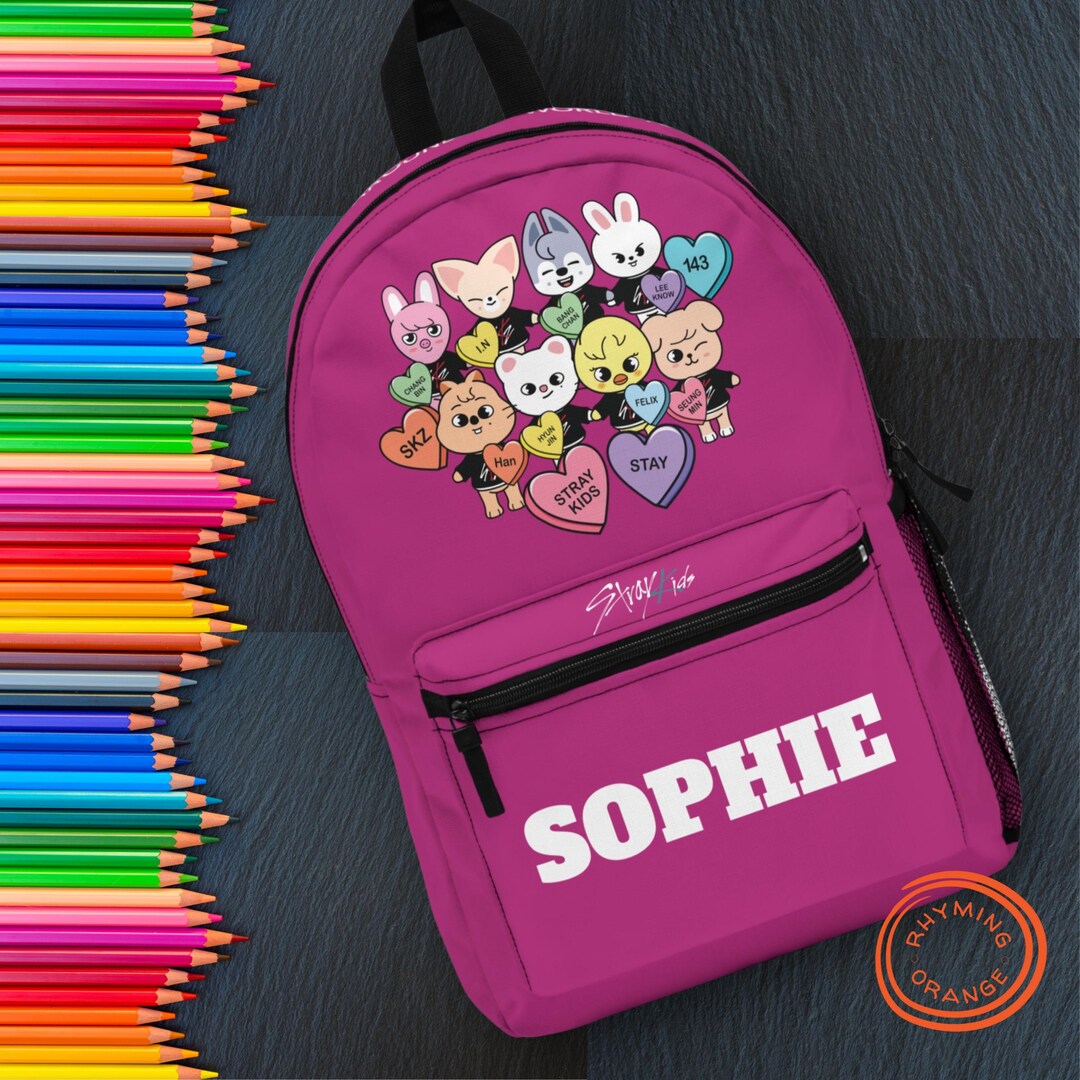 CUSTOM Stray Kids Skzoo Candy Hearts Backpack, Personalized Unisex SKZ ...