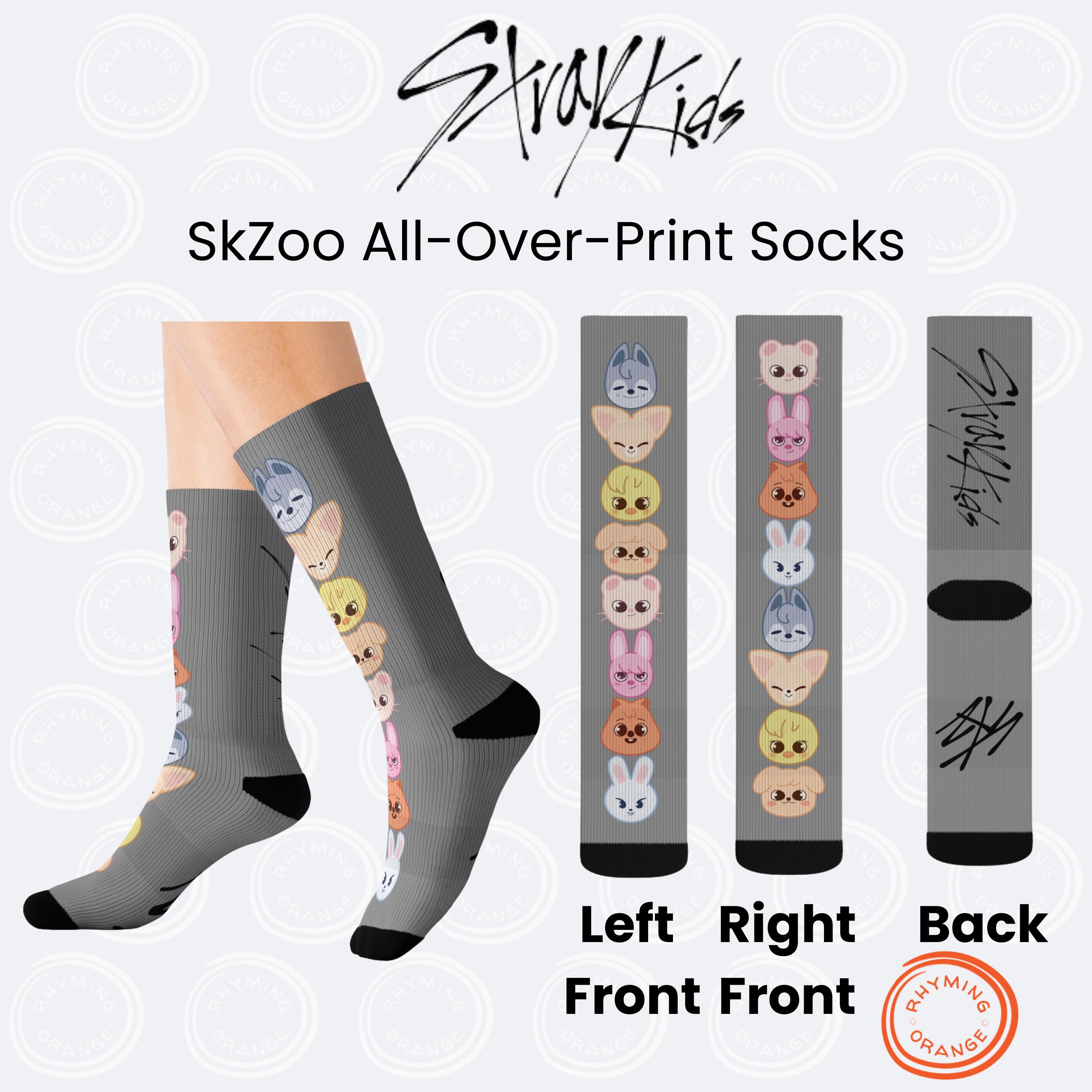 Stray Kids Skzoo Socks, Grey Straykids Sublimation Socks, Kpop Merch ...