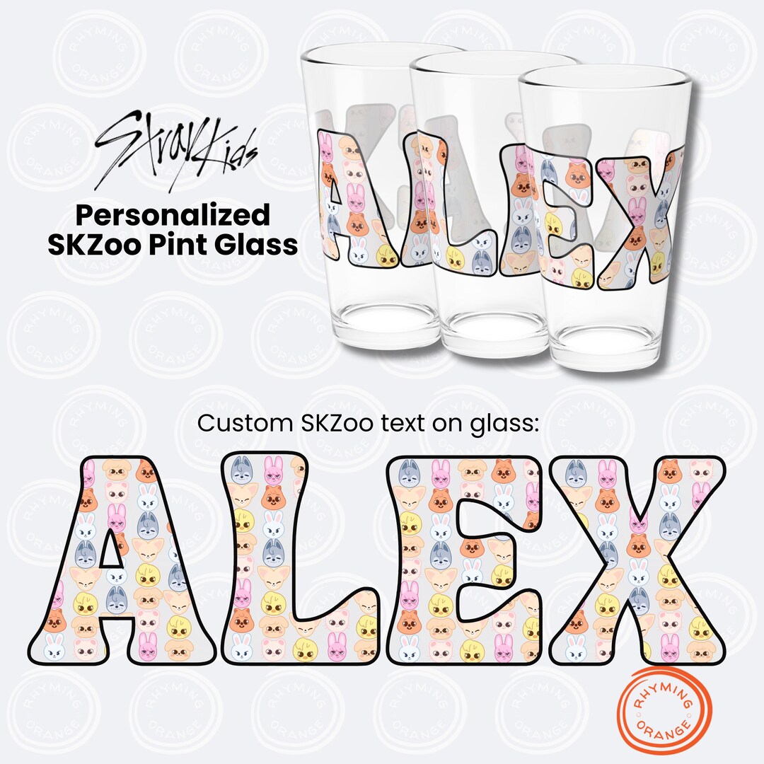 Custom Stray Kids Skzoo Letters Pint Glass, Personalized SKZ 16oz ...