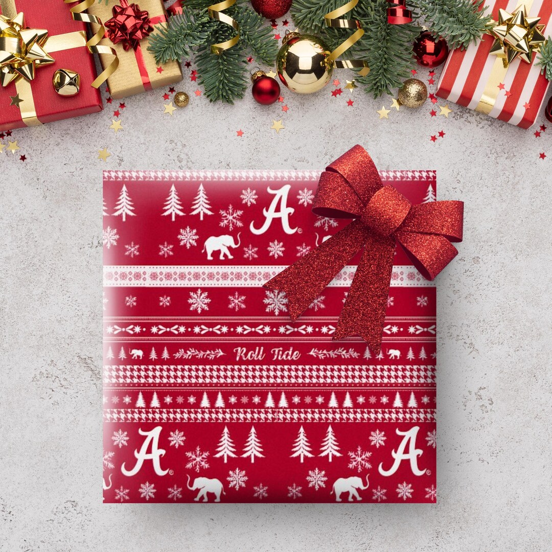 Alabama Gift Wrap, Bama Roll Tide Christmas Sweater Wrapping Paper ...
