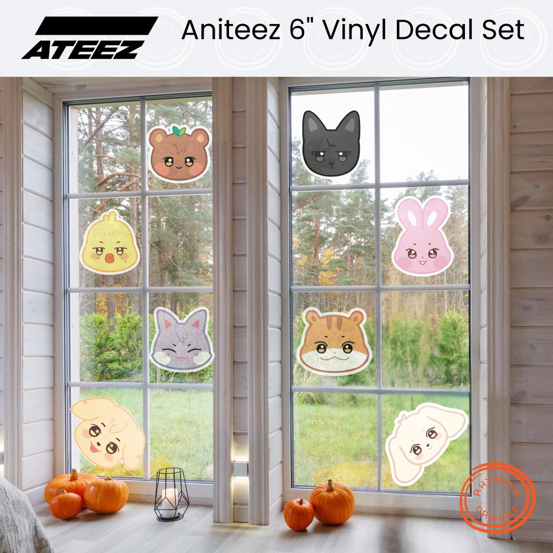 Ateez Aniteez 6" Vinyl Decals Set, K-pop Character Sticker Group, Water ...