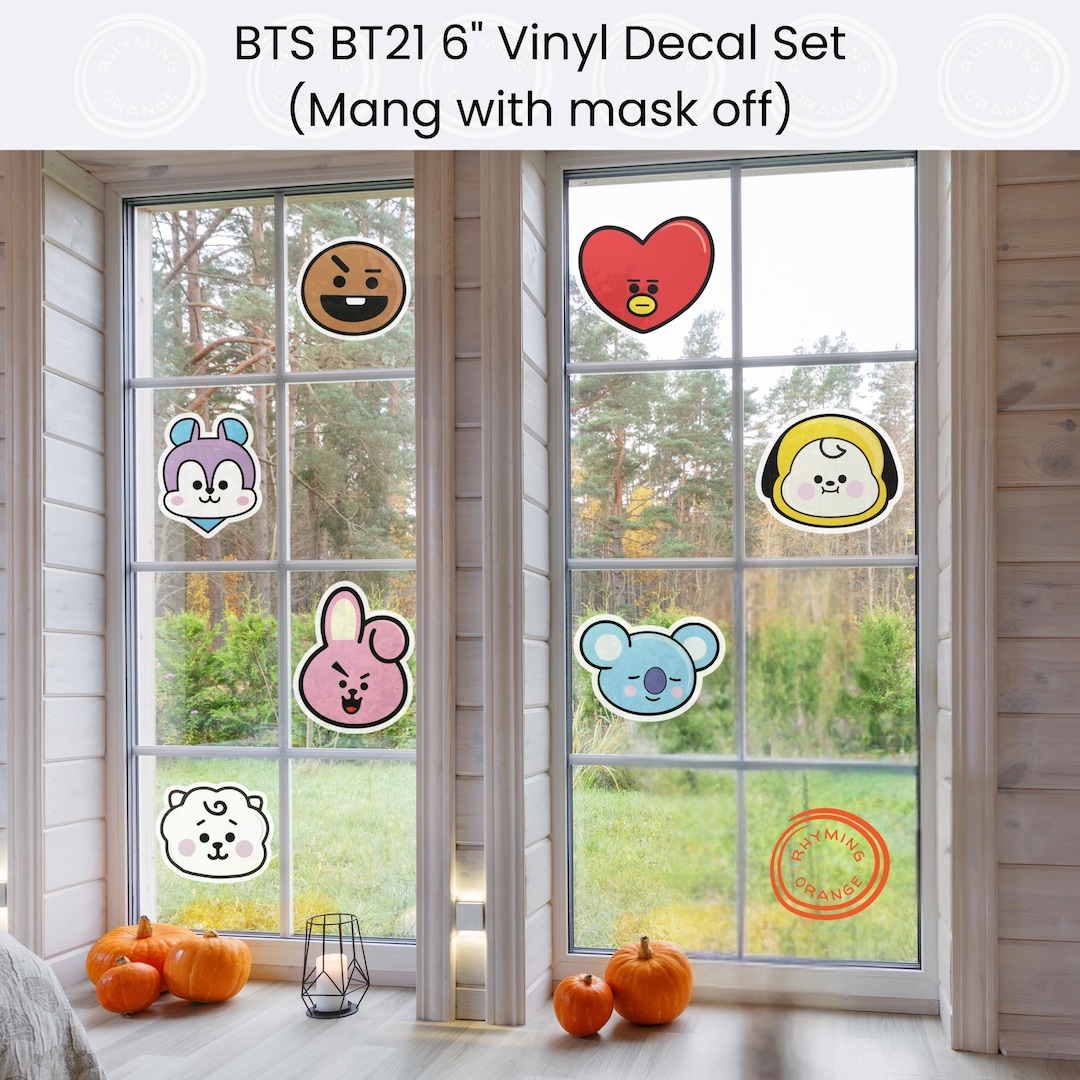 BTS BT21 6" Vinyl Decals Set, K-pop Character Sticker Group With Mang ...