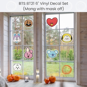 BTS BT21 6" Vinyl Decals Set, K-pop Character Sticker Group With Mang ...