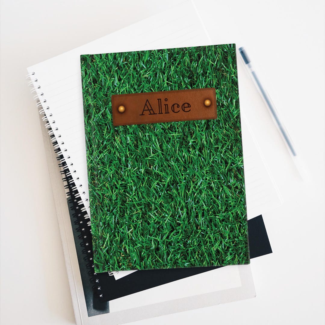 Grass and Leather Name Plate All-over-print Hardcover Journal, Matte ...