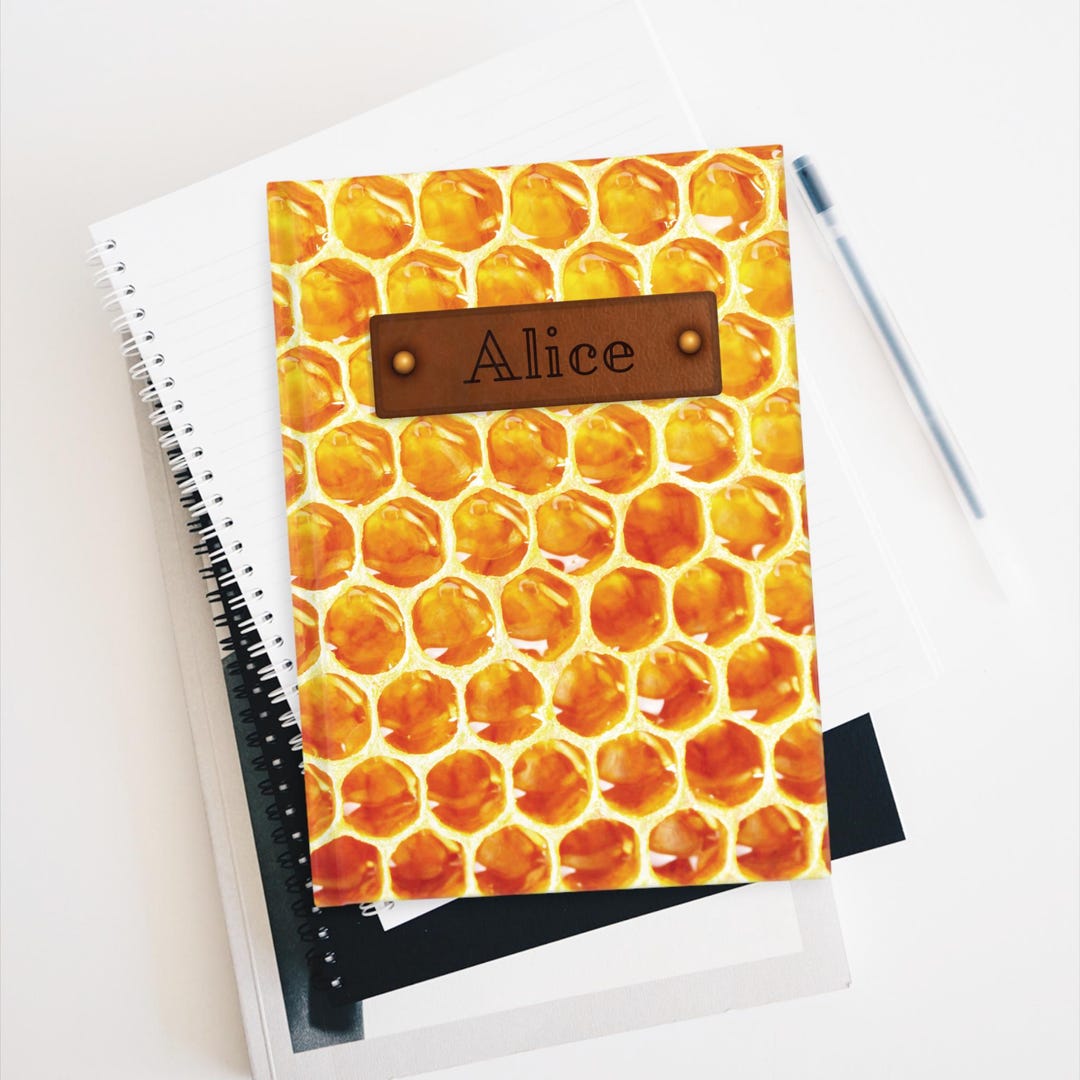 Beehive and Leather Name Plate All-over-print Hardcover Journal, Matte ...