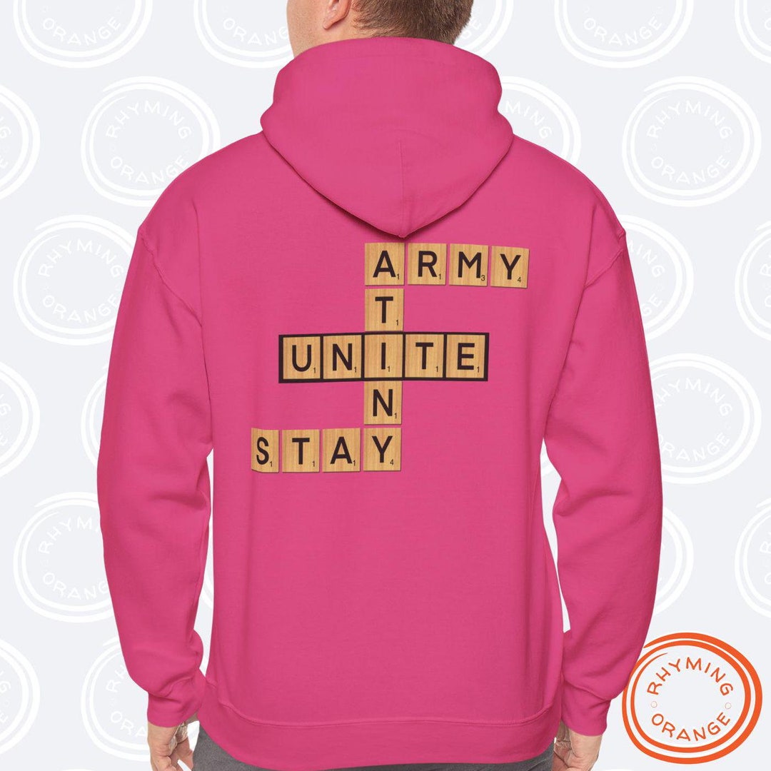 Kpop Fans UNITE Hoodie, STAY Atiny Army Letter Tiles Hooded Sweatshirt ...