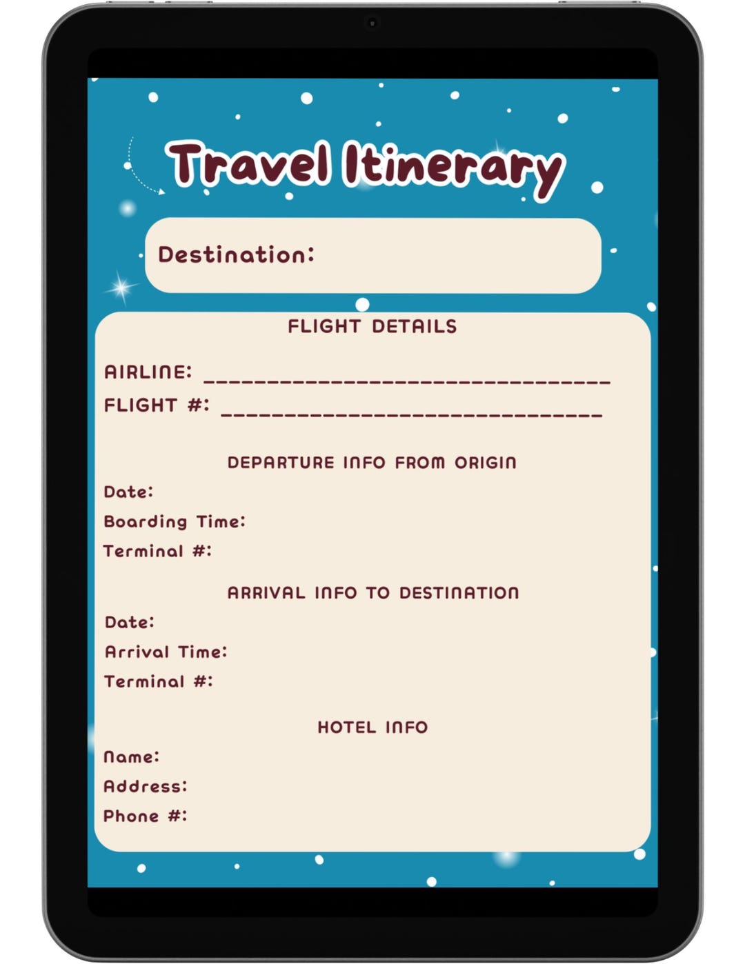 7 Days Complete Digital Travel Itinerary Journal Planner Downloadable ...