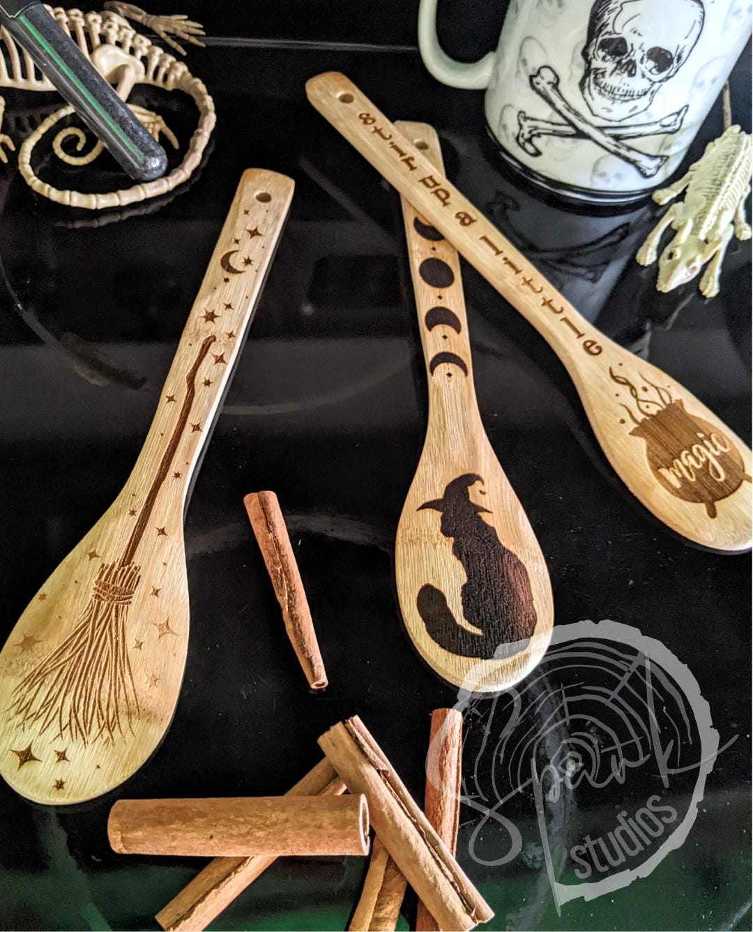 Kitchen Witch Spoons, Halloween Spoons, Bamboo Spoons - Etsy
