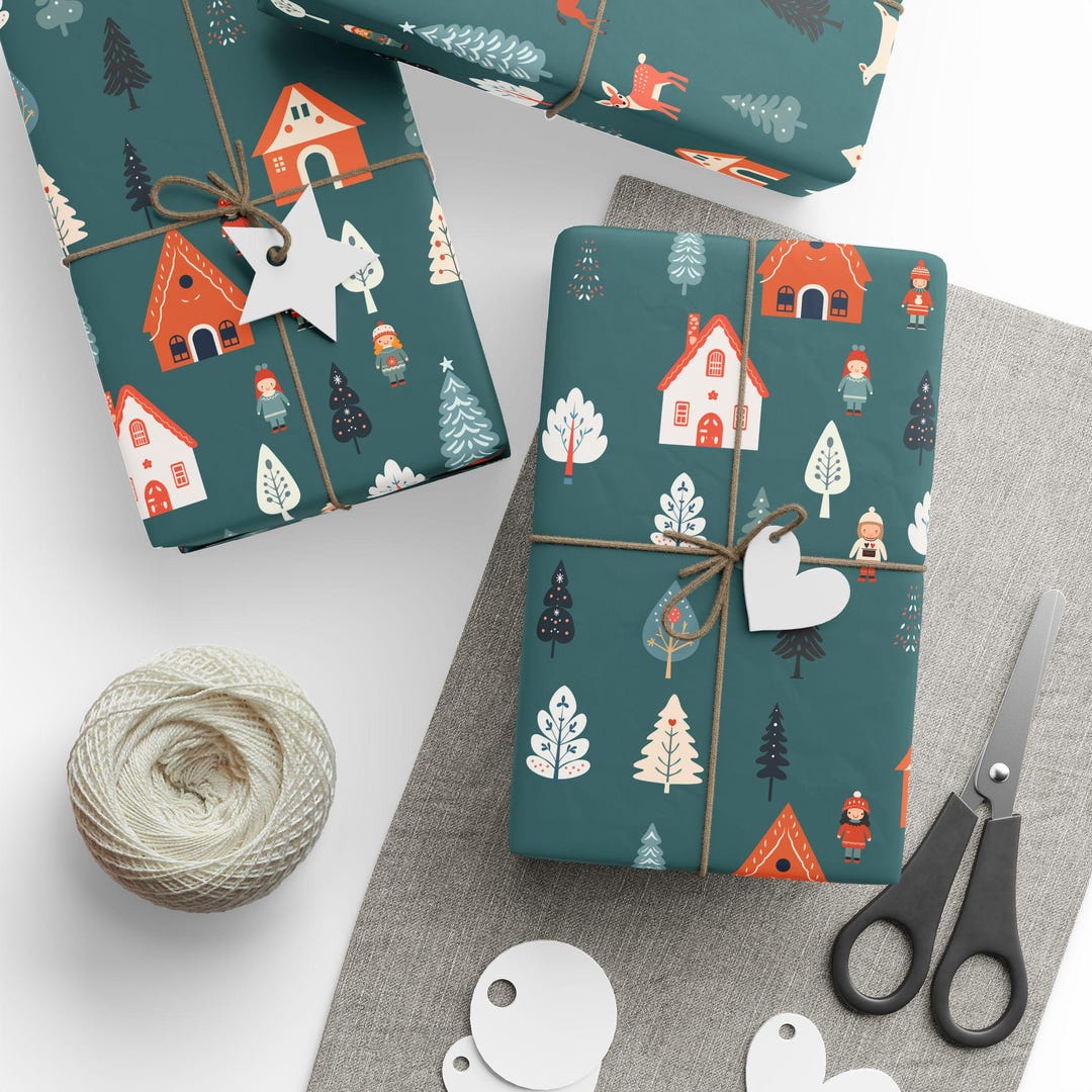 Nordic Scandinavian Print Wrapping Paper Scandinavian Wrapping Paper ...