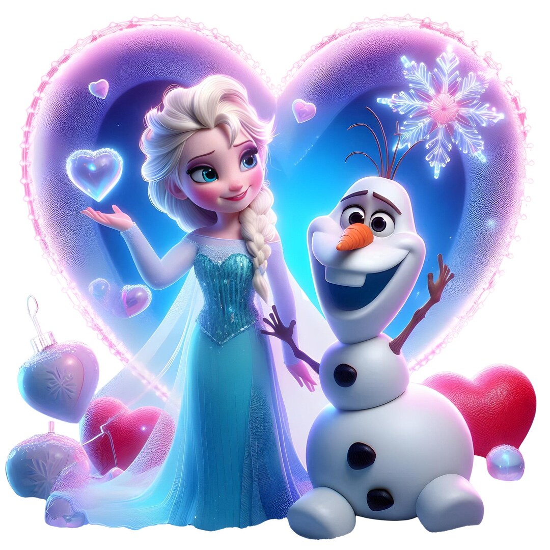 2 PNG Elsa and Olaf Splash and Watercolor Digital Design PNG File for ...