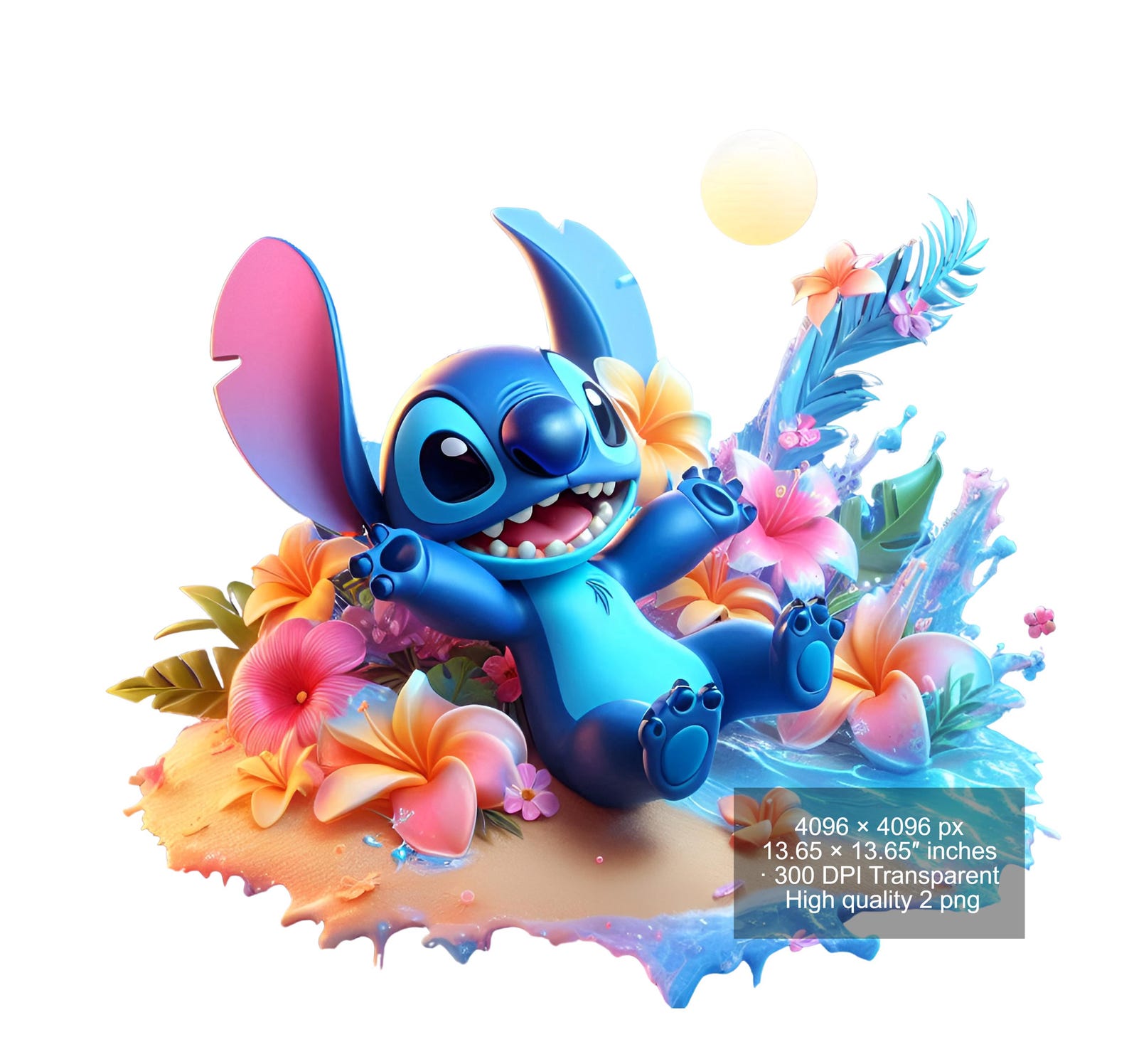 2 PNG Stitch and Elsa Splash and Watercolor Digital Design PNG File for ...