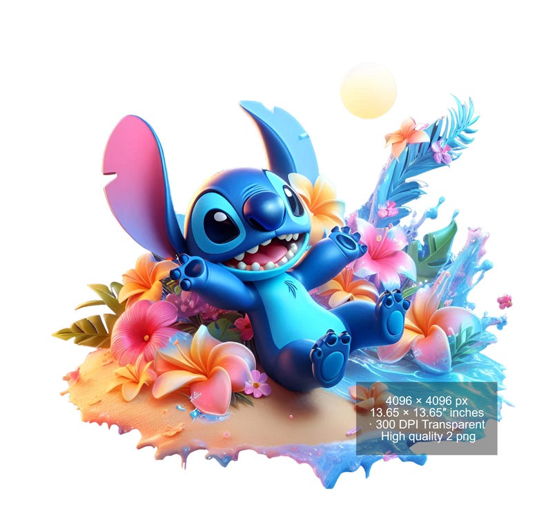 2 PNG Stitch and Elsa Splash and Watercolor Digital Design PNG File for ...