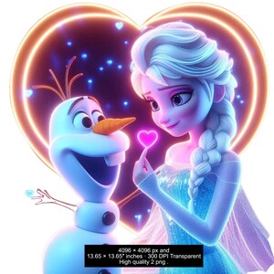 2 PNG Elsa and Olaf Splash and Watercolor Digital Design PNG File for ...