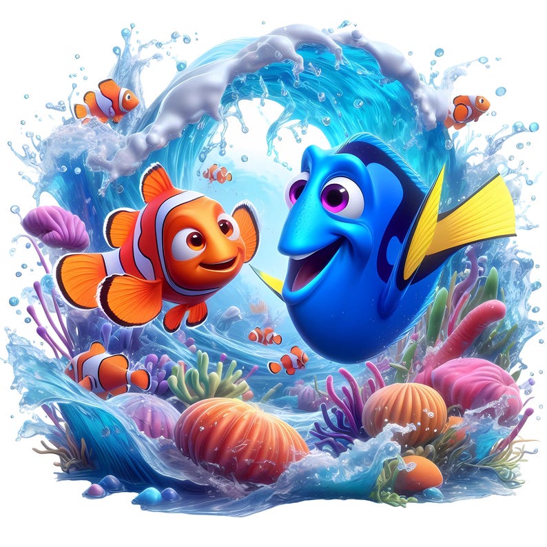 Finding Nemo & Dory Watercolor Splash 4 PNG Clipart (digital Download ...