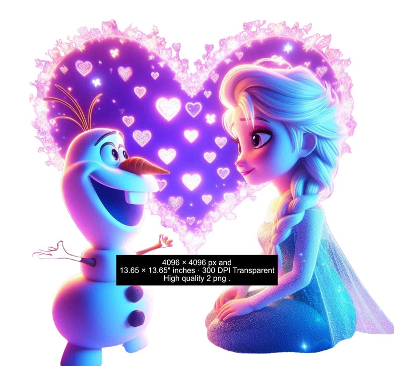 2 PNG Elsa and Olaf Splash and Watercolor Digital Design PNG File for ...