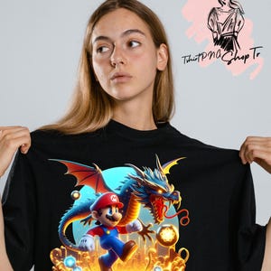 Super Mario and Dragon Watercolor PNG: Splash Art Sublimation (digital ...