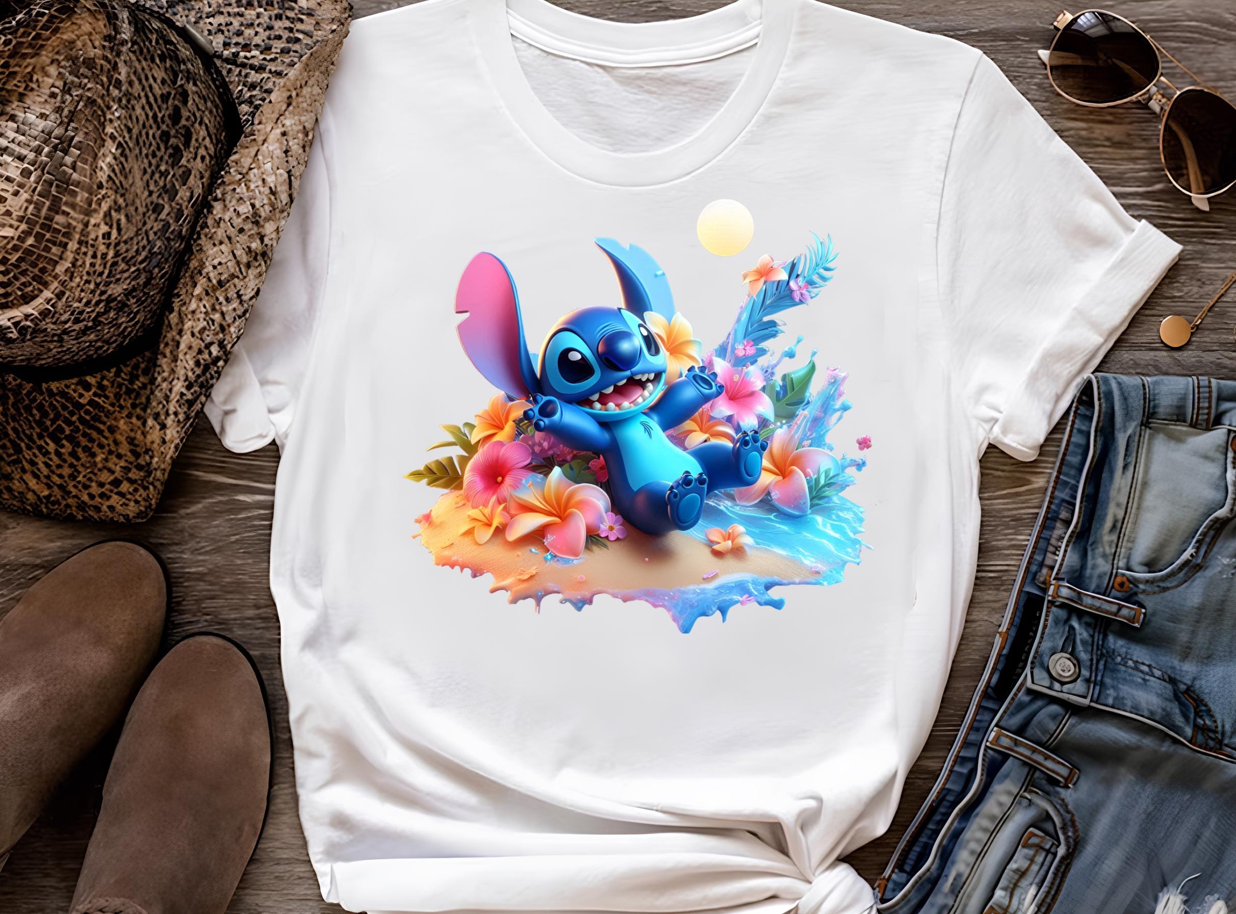 2 PNG Stitch and Elsa Splash and Watercolor Digital Design PNG File for ...