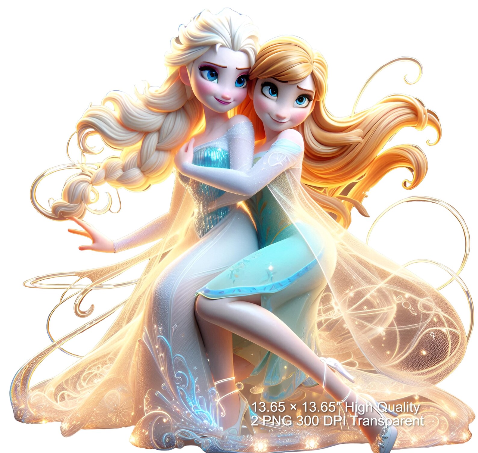 Elsa and Anna Watercolor PNG: High-resolution Digital Design (digital ...