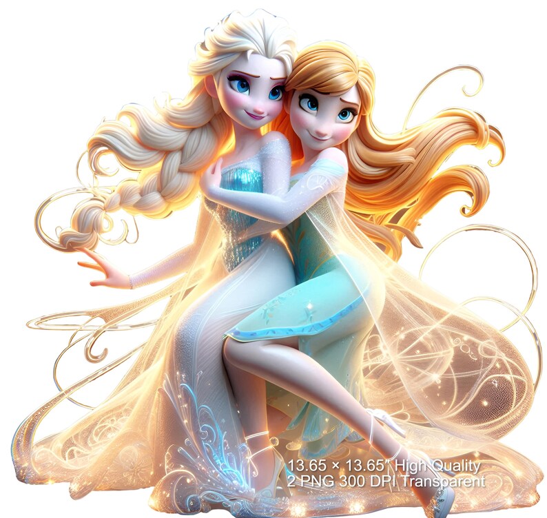 Elsa and Anna Watercolor PNG: High-resolution Digital Design (digital ...