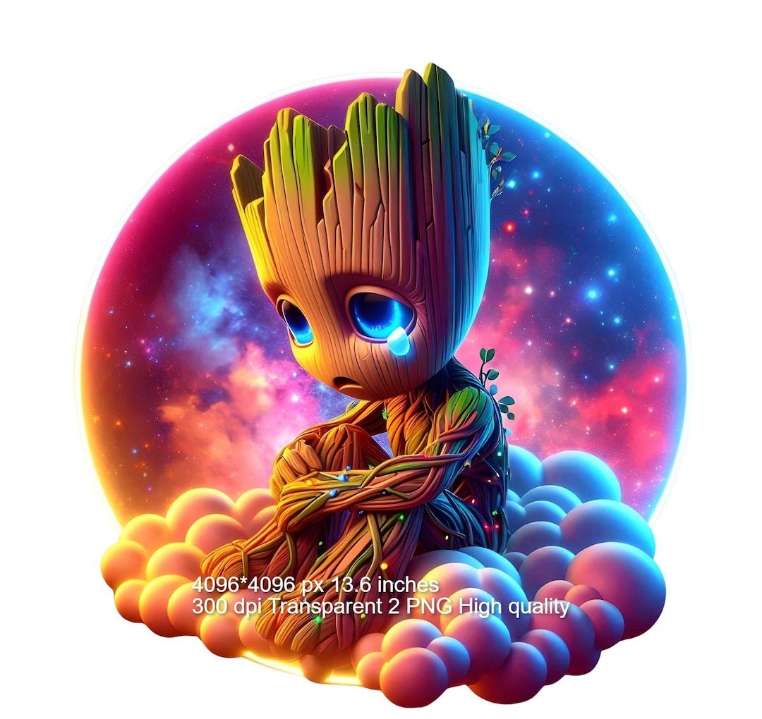 Baby Groot Watercolor PNG: Splash Art, Sublimation Design (digital ...
