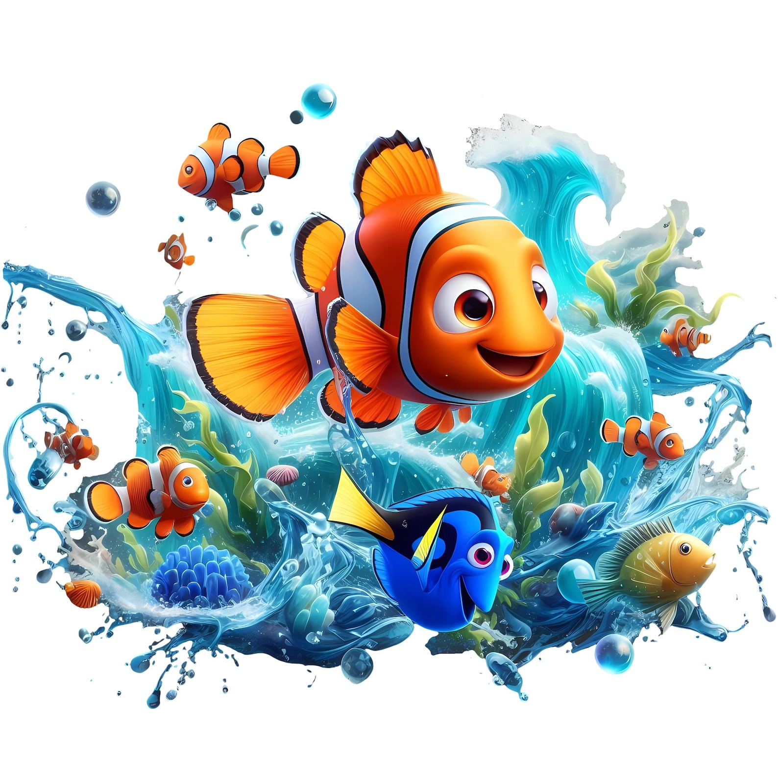 Finding Nemo & Dory Watercolor Splash 4 PNG Clipart (digital Download ...