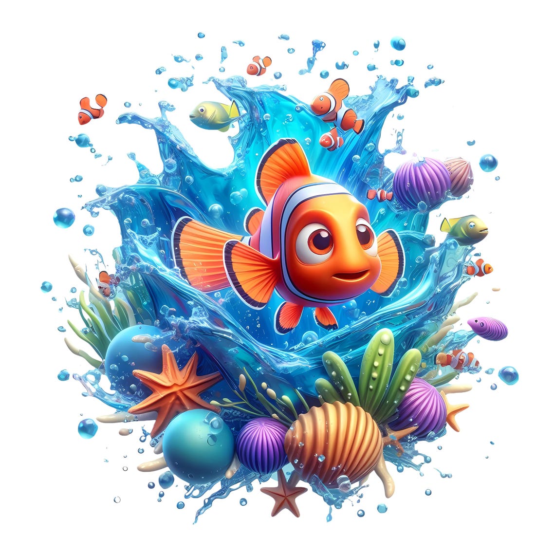 Finding Nemo & Dory Watercolor Splash 4 PNG Clipart (digital Download ...