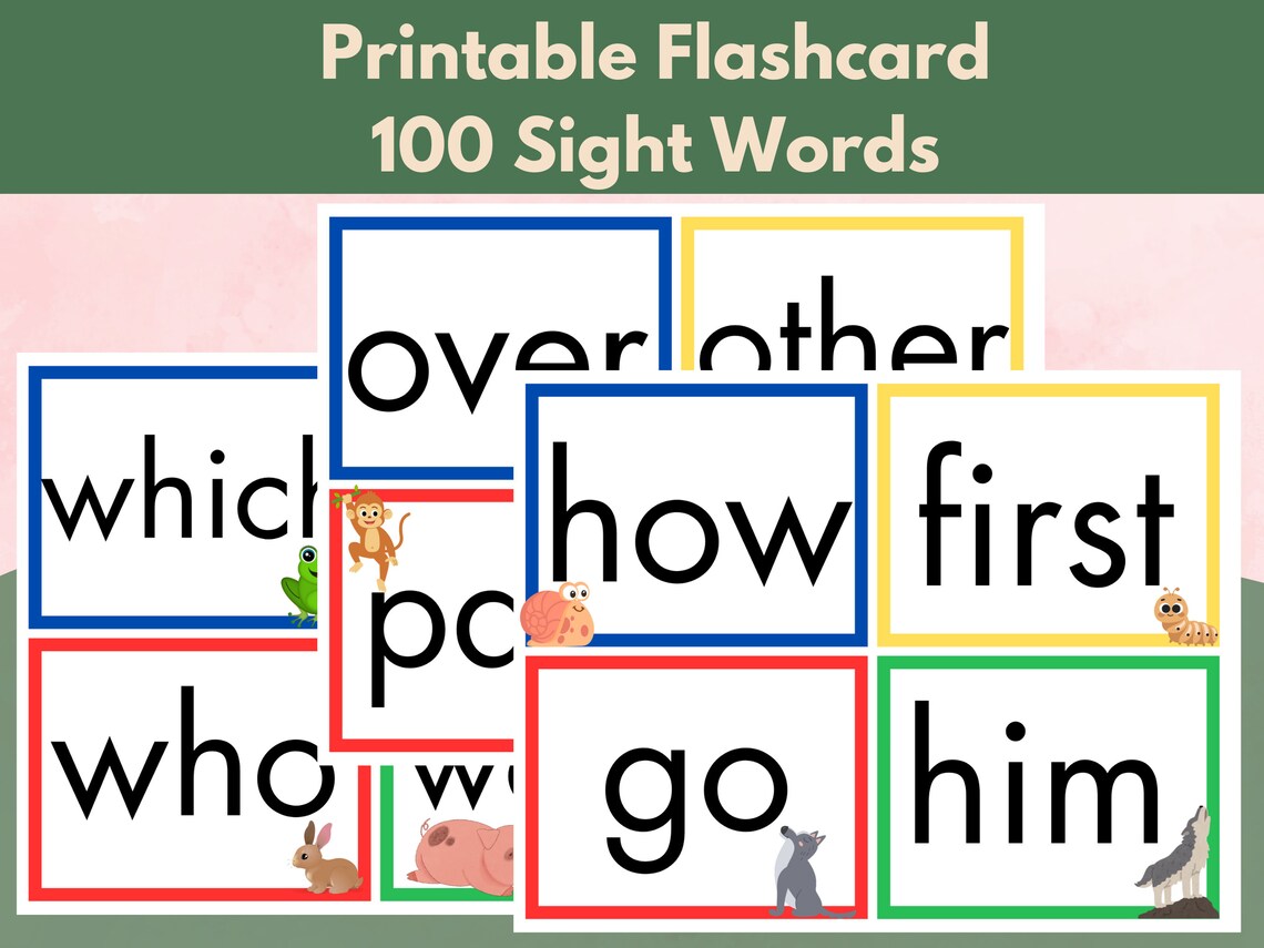 Printable Flashcard,100 Sight Words, Preschool, Kindergarten ...