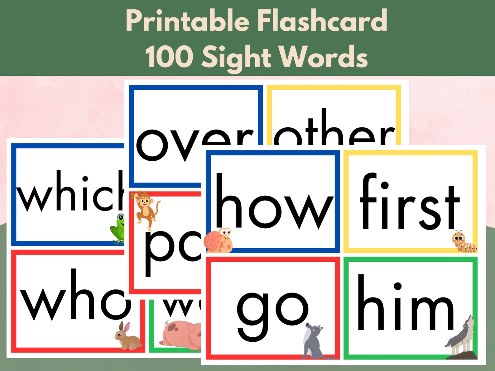 Printable Flashcard,100 Sight Words, Preschool, Kindergarten ...