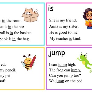 INSTANT DOWNLOAD 100 Printable Sight Word Flash Cards With Sentences ...