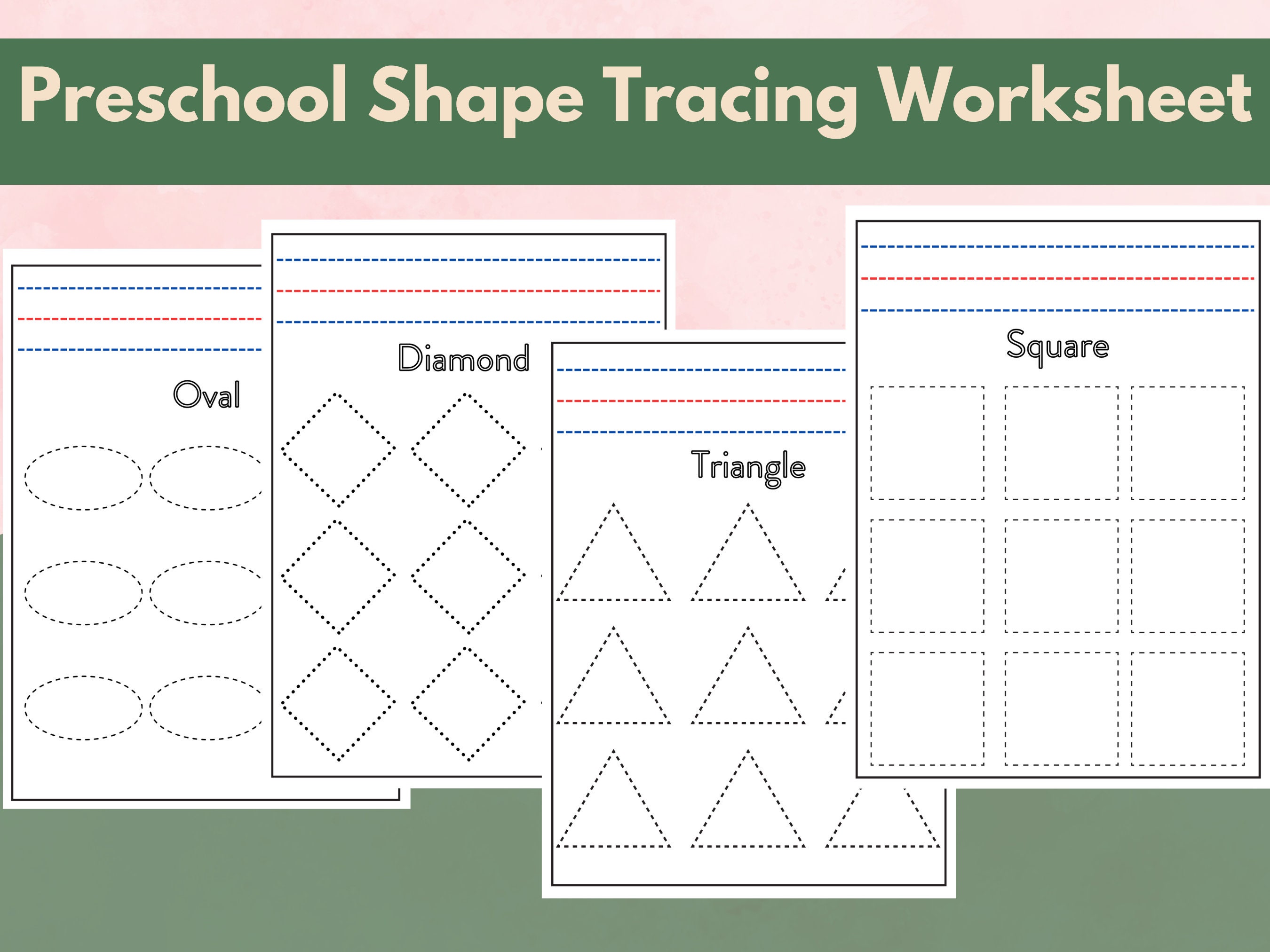 Preschool Shape Tracing, Basic Shape Tracing, Shape Tracing Worksheets ...