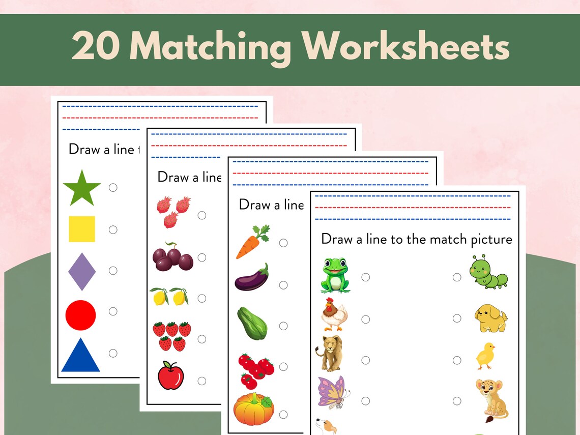 Printable Matching Worksheets, Match the Picture, Kindergarten ...
