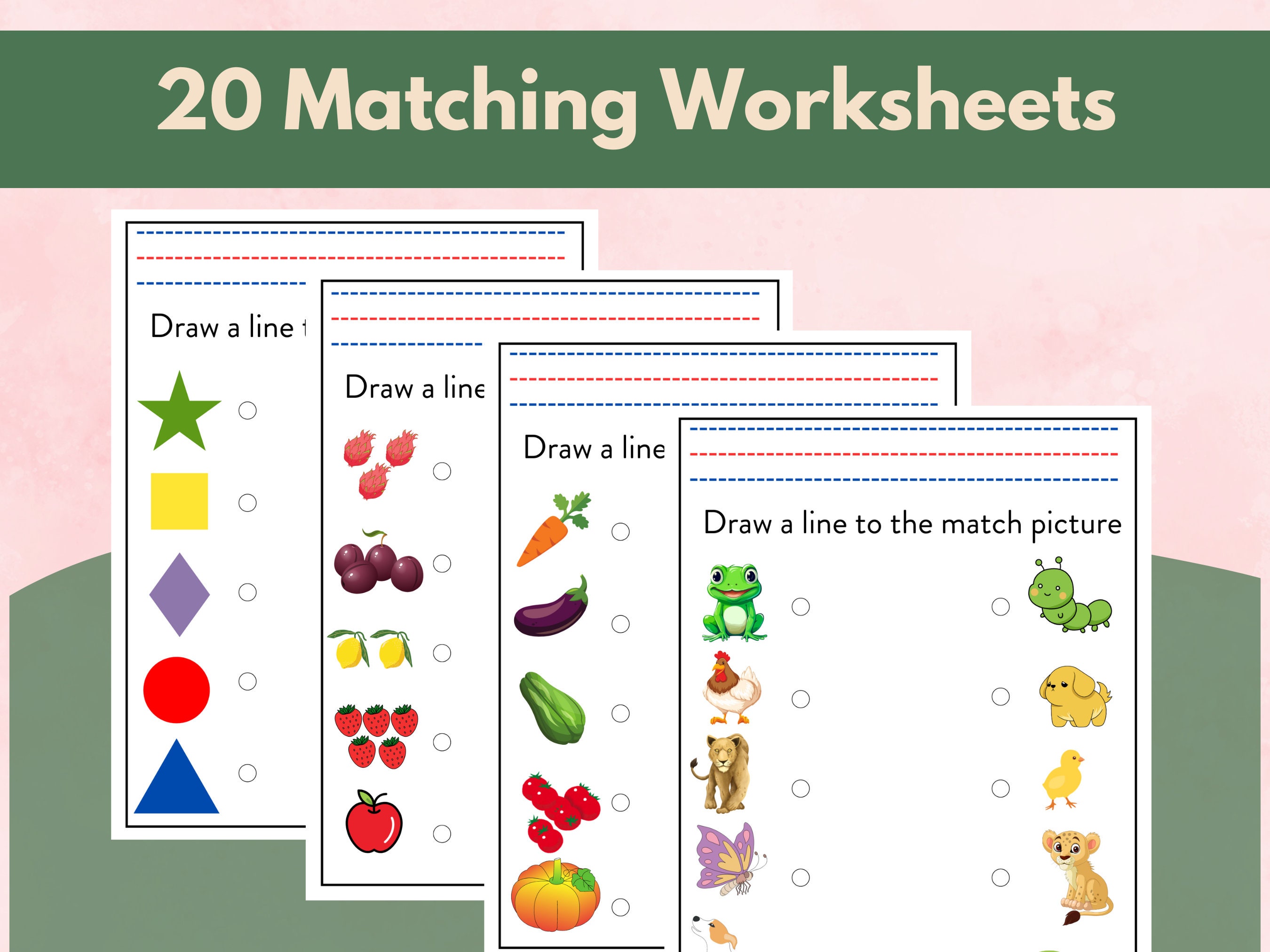 Printable Matching Worksheets, Match the Picture, Kindergarten ...
