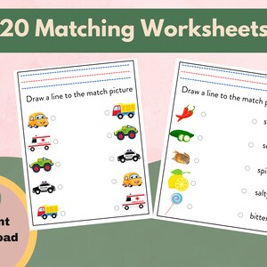 Printable Matching Worksheets, Match the Picture, Kindergarten ...