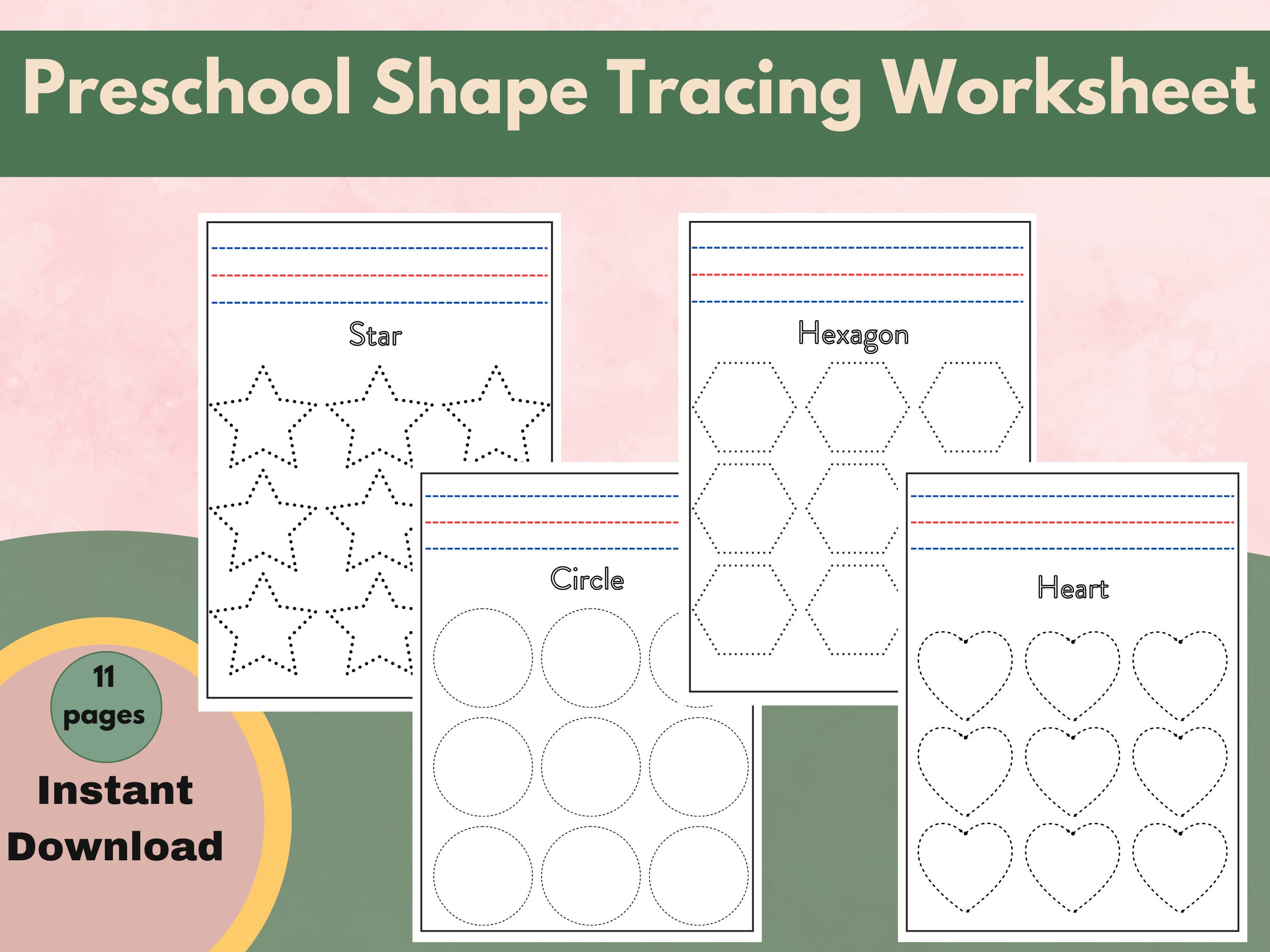 Preschool Shape Tracing, Basic Shape Tracing, Shape Tracing Worksheets ...