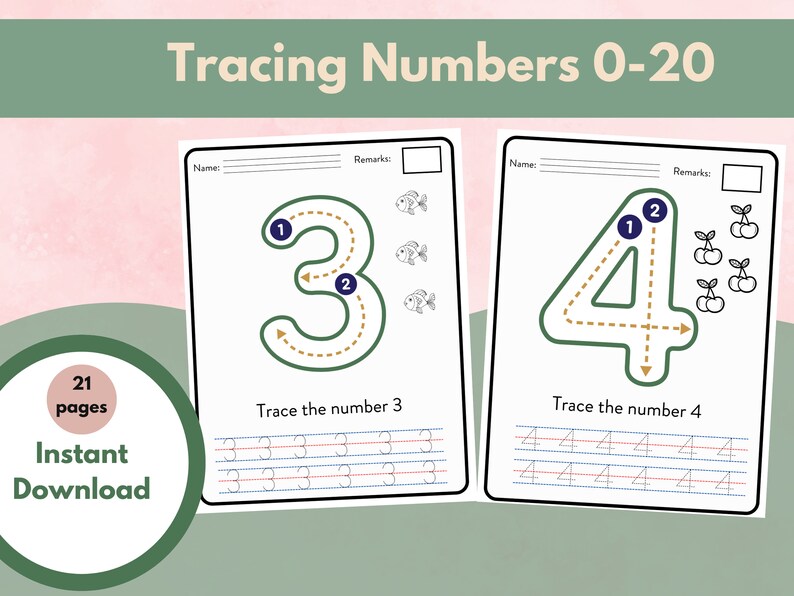 0-20 Number Tracing Worksheet, Traceable Numbers, Preschool Worksheets ...