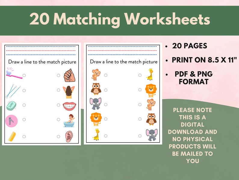 Printable Matching Worksheets, Match the Picture, Kindergarten ...