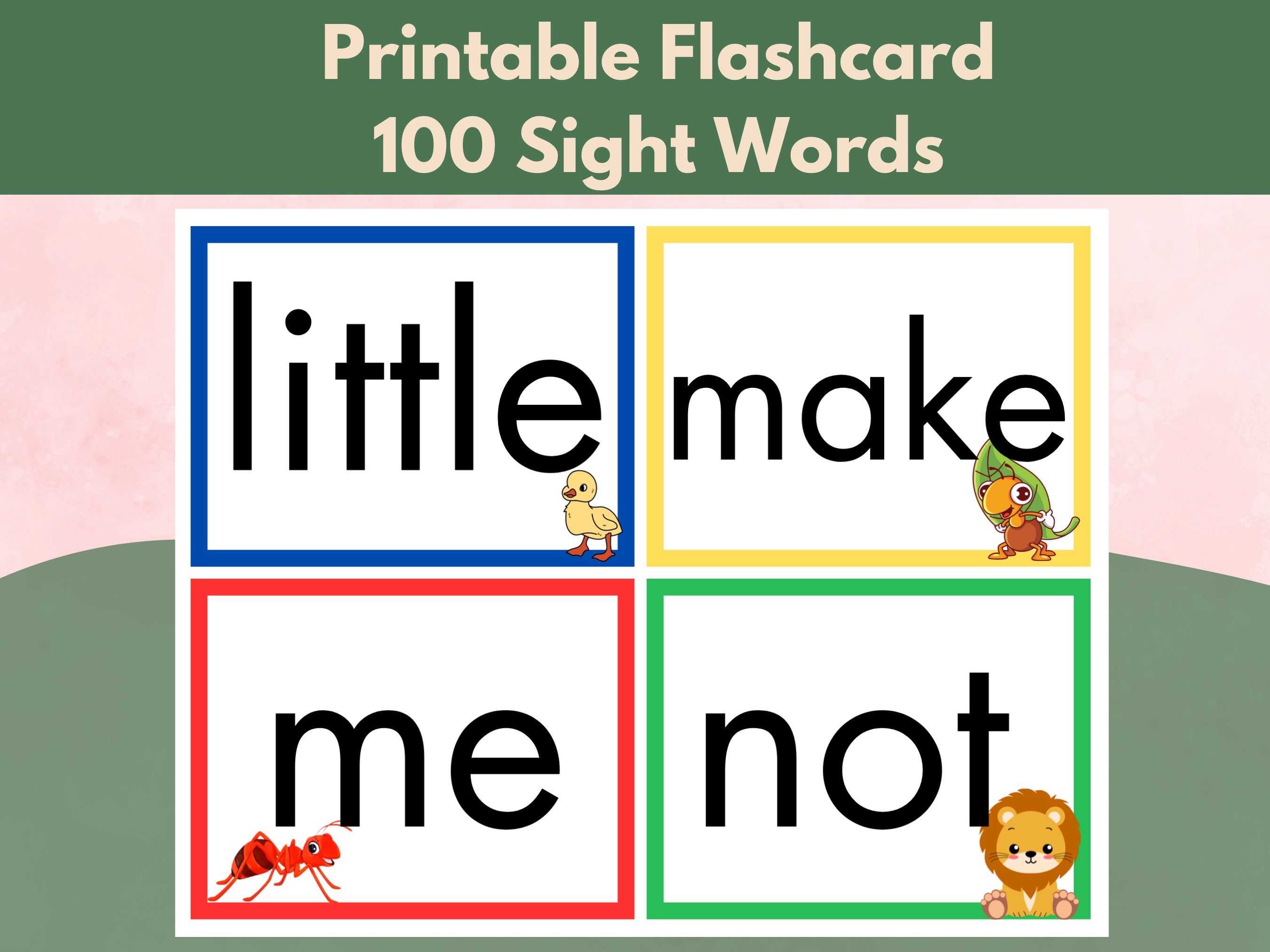 Printable Flashcard,100 Sight Words, Preschool, Kindergarten ...
