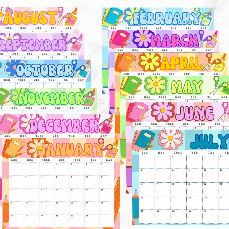 Colorful Calendar - Etsy